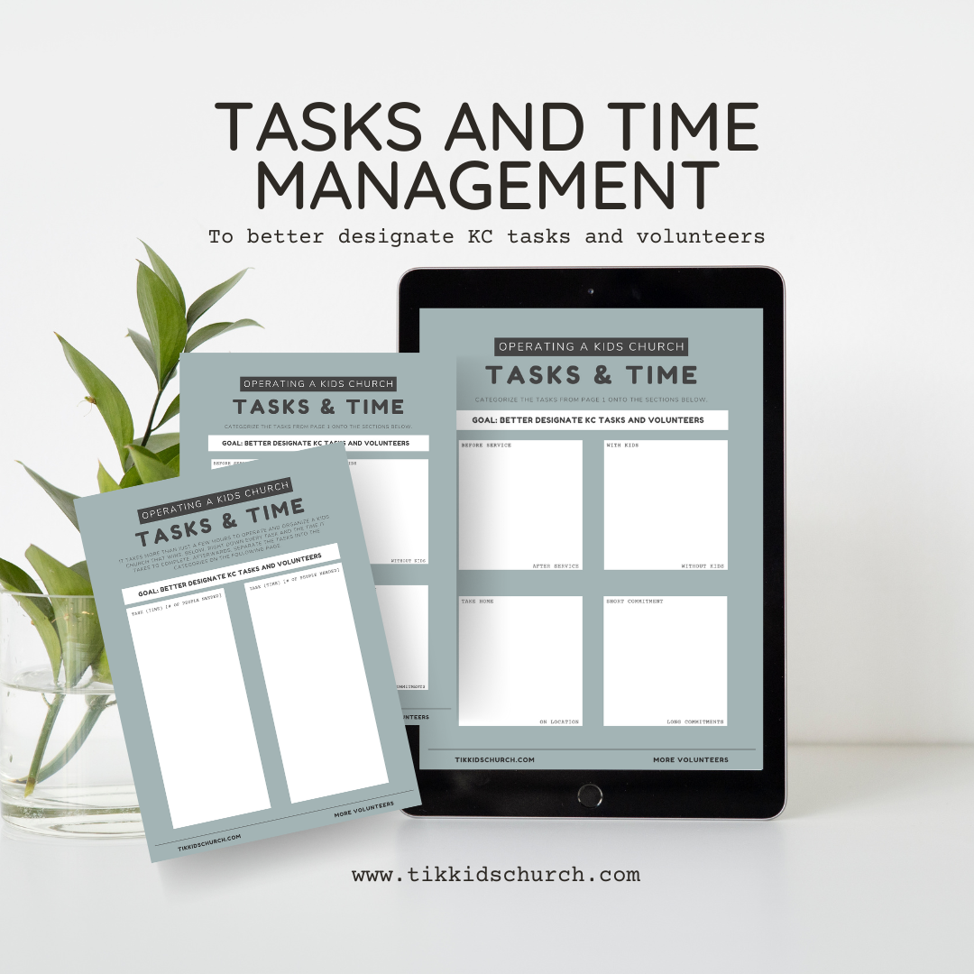 Tasks and Time Worksheet – TIK Kid's Church Downloads